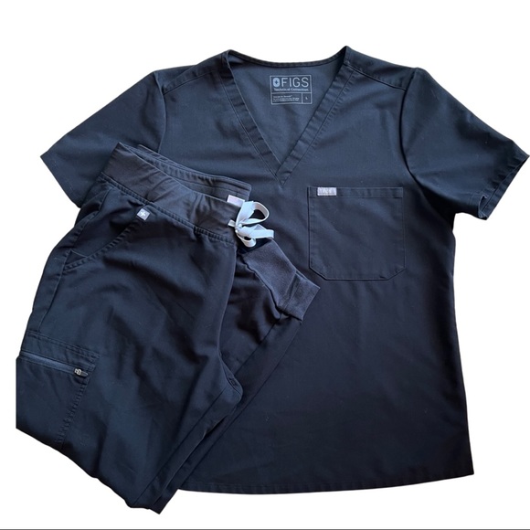 Figs | Other | Figs Set Black Scrubs Size L Top Jogger Pant L Petite ...
